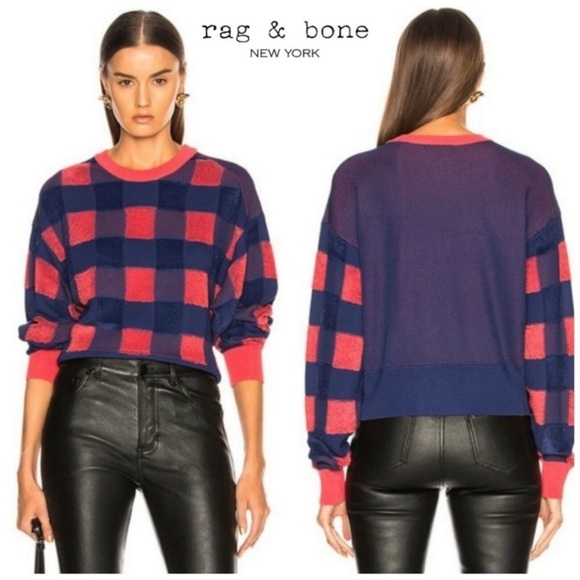 rag & bone | Sweaters | Rag Bone Red And Blue Checkered Sweater | Poshmark